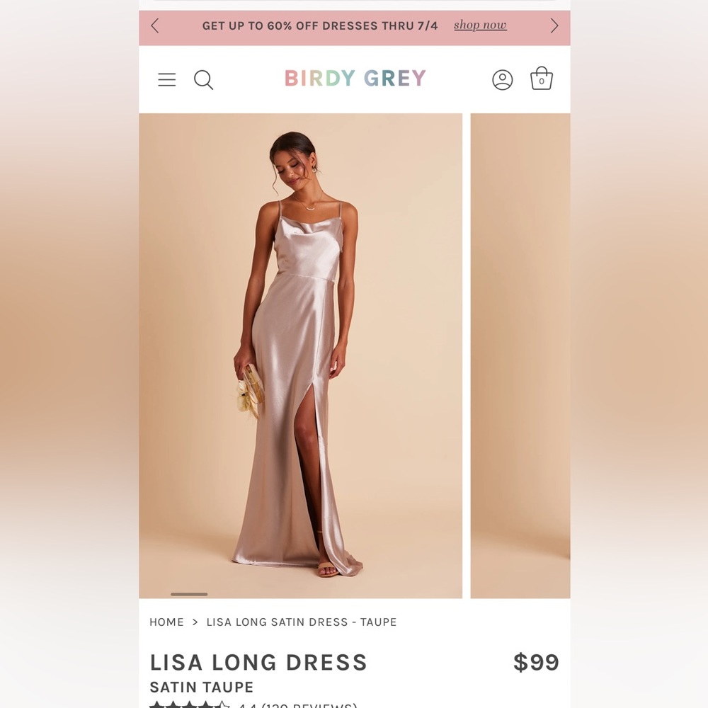 Birdy Grey Lisa Long Bridesmaid Dress In Satin Taupe - Gem